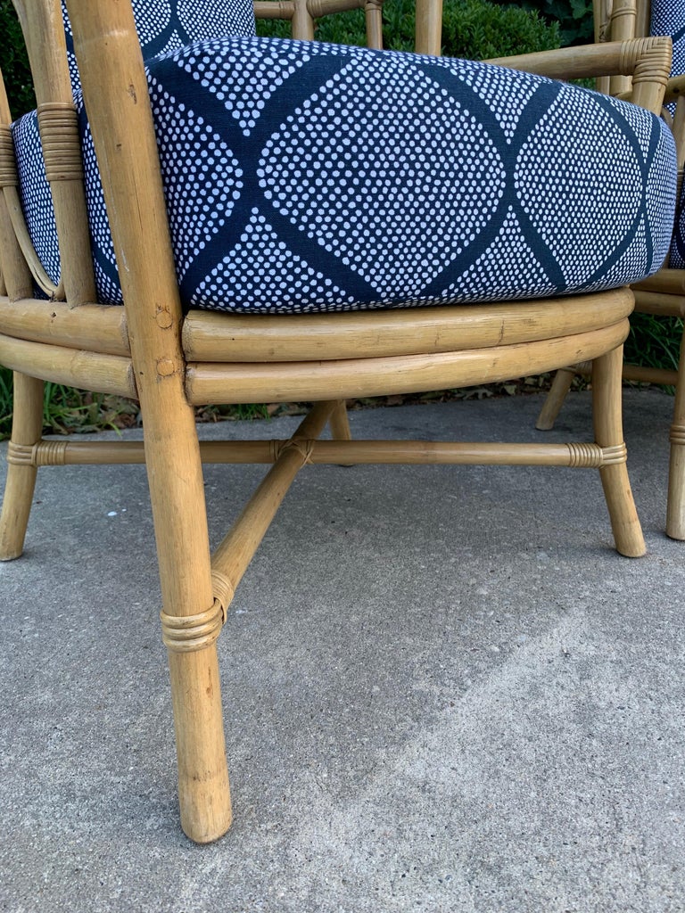 Vintage Boho Chic Bamboo Wingback Armchairs, Pair For Sale at 1stDibs