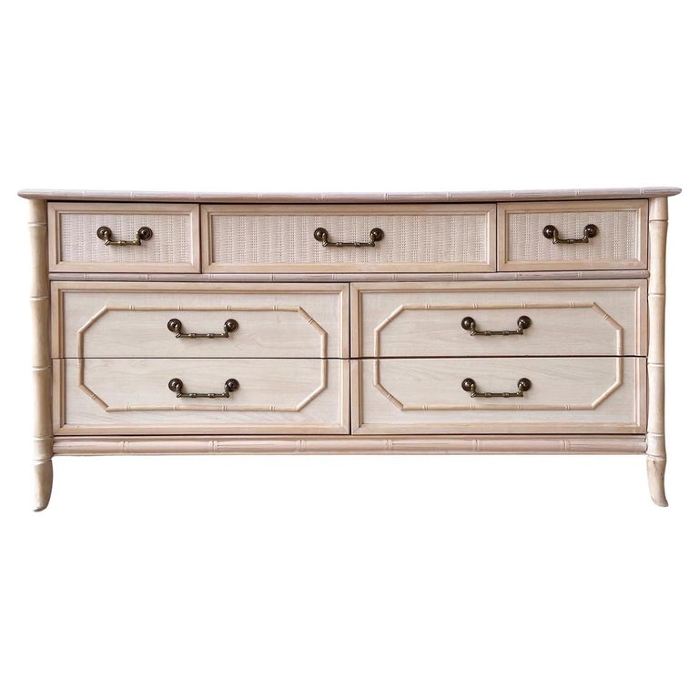 Vintage Boho Chic Faux Bamboo Dresser by Broyhill For Sale at 1stDibs