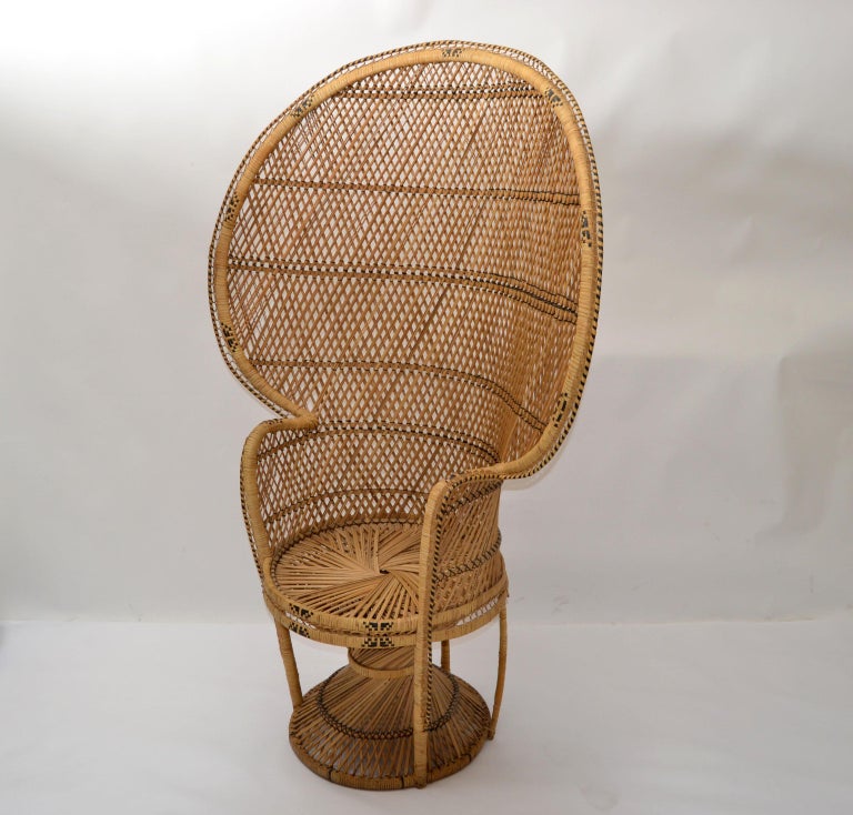 Vintage Boho Chic Handcrafted Beige and Black Wicker, Rattan, Reed ...