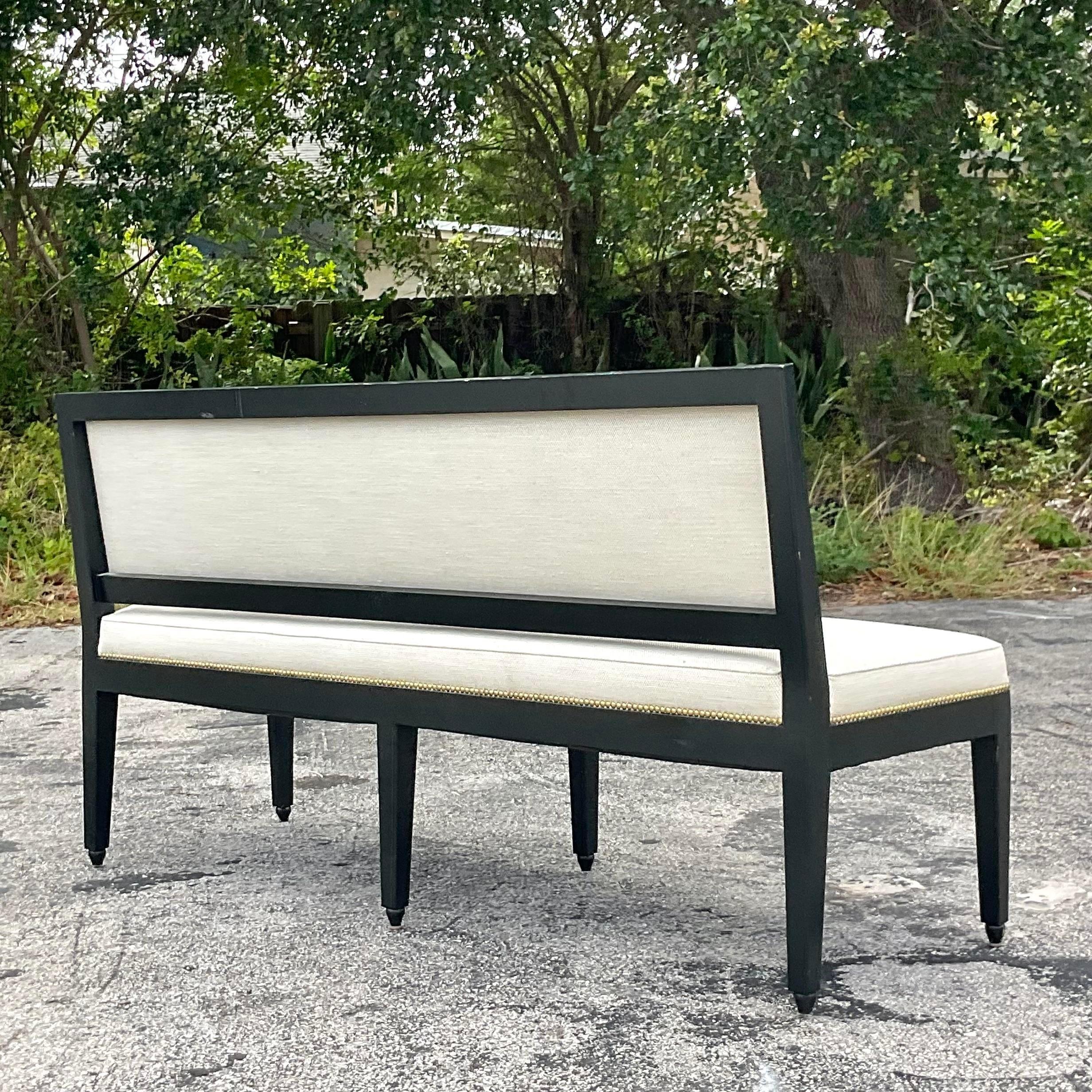 Vintage Boho Custom Jeffrey Bilhuber Nailhead Bench For Sale at 1stDibs