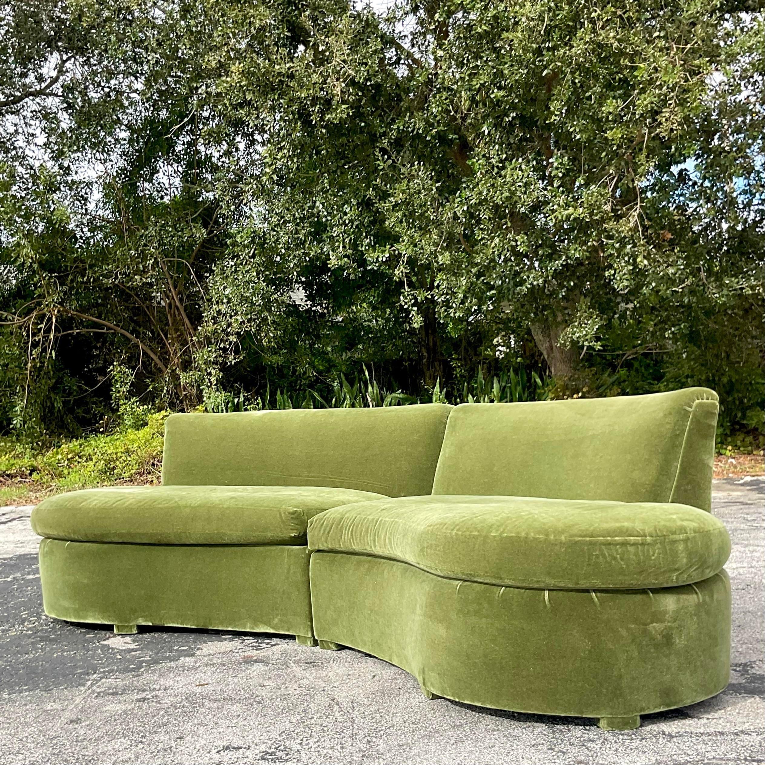 Vintage Boho Custom Mohair Sectional Sofa at 1stDibs