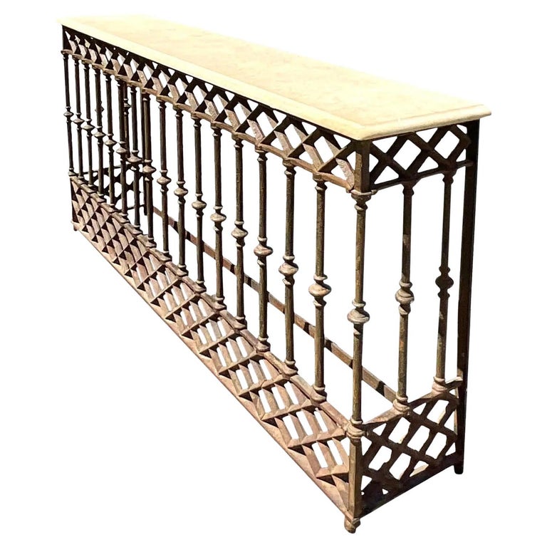 Vintage Boho Custom Paris Gate Fragment Console Table at 1stDibs