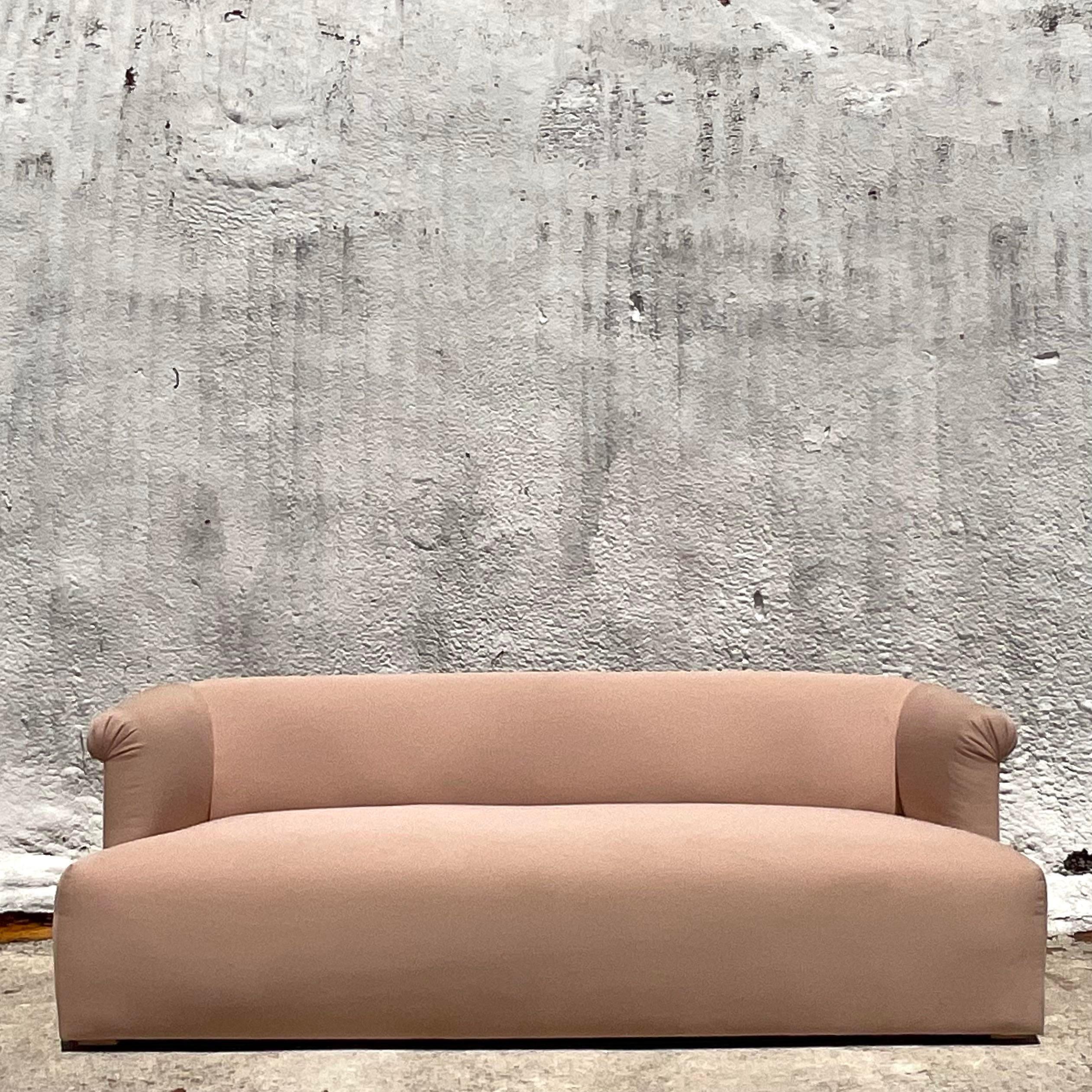 Vintage Boho Custom Roll Arm Sofa For Sale at 1stDibs