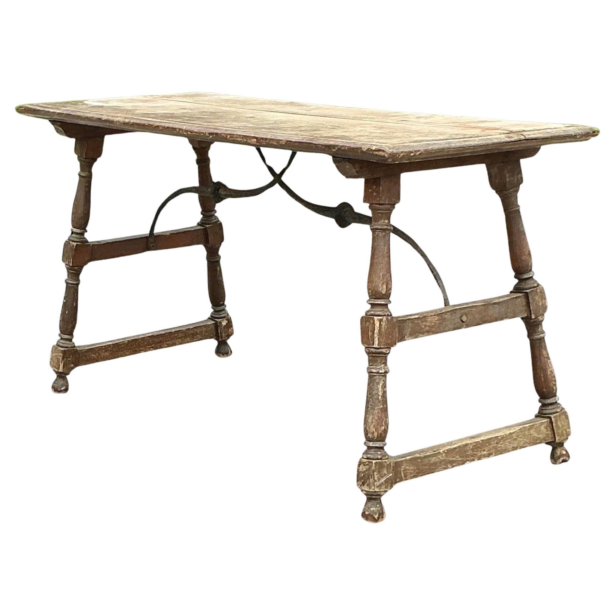 Vintage Boho French Farm House Console Table For Sale at 1stDibs