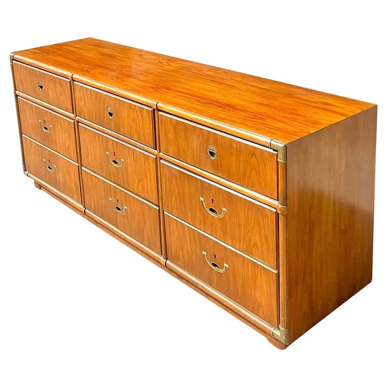Vintage Boho Drexel “Accolade” Campaign Dresser For Sale at 1stDibs
