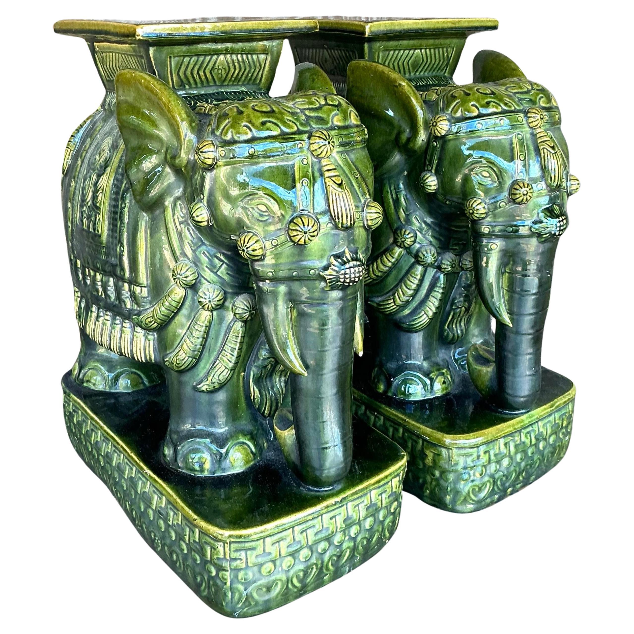 Vintage Glazed Ceramic Elephant Garden Stool at 1stDibs | vintage ...