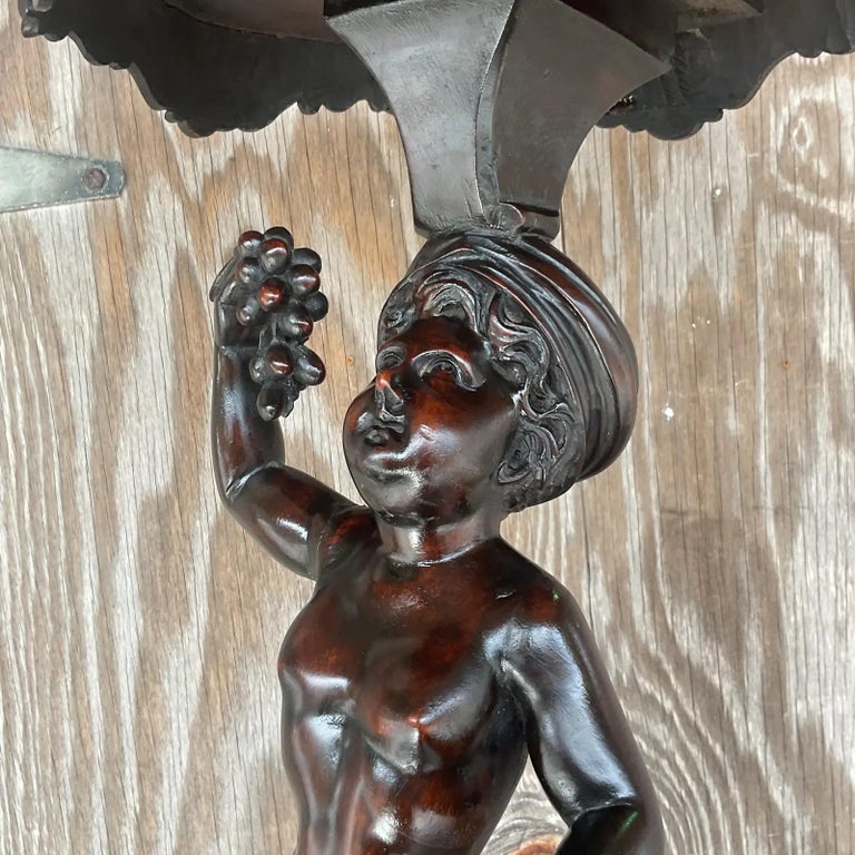 Vintage Boho Hand Carved Serpent Pedestal For Sale at 1stDibs