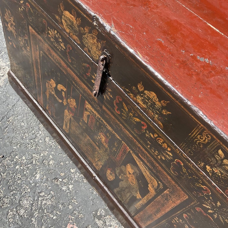 Vintage Boho Hand Painted Blanket Chest For Sale at 1stDibs