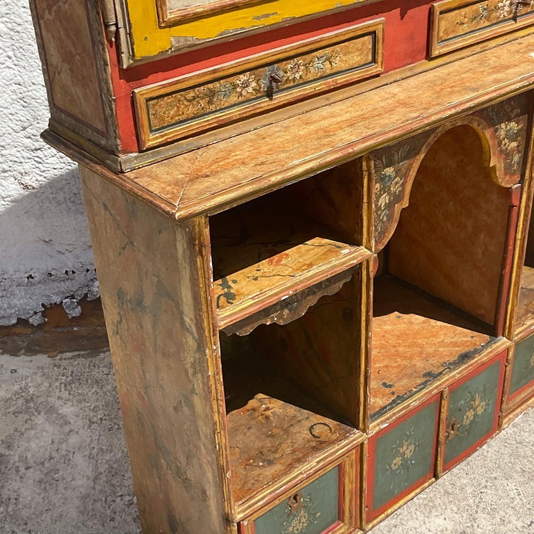 Vintage Boho Hand Painted Gypsy Wagon Cabinet For Sale at 1stDibs