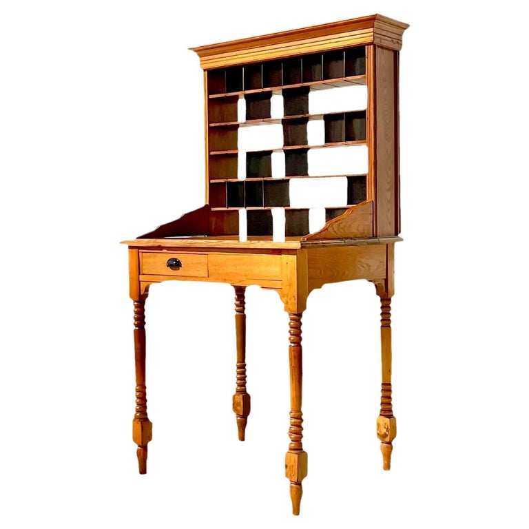 Vintage Boho Hand Turned PostMaster’s Desk For Sale at 1stDibs