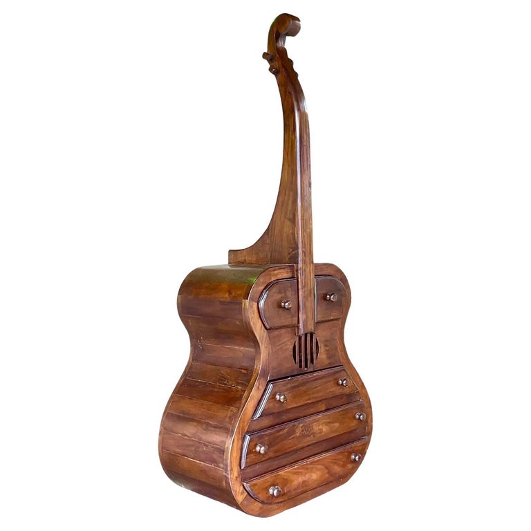 Vintage Boho Handmade Guitar Chest of Drawers For Sale at 1stDibs