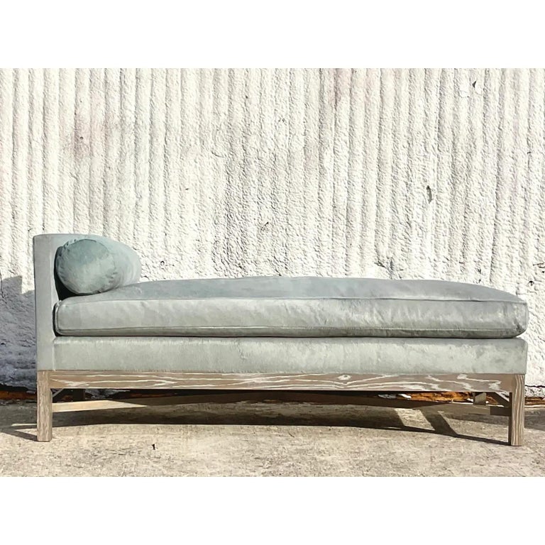 Vintage Boho Huniford Design Studios “Harrison” Cowhide Chaise Lounge For Sale at 1stDibs