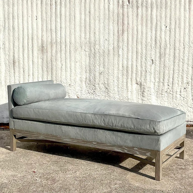 Vintage Boho Huniford Design Studios “Harrison” Cowhide Chaise Lounge ...