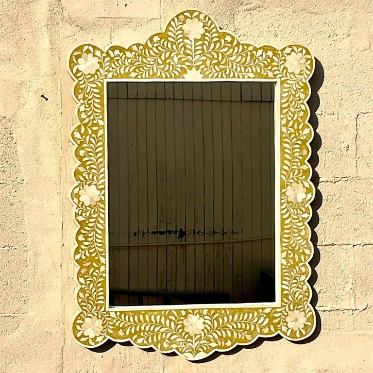 Vintage Boho Inlay Mirror For Sale at 1stDibs