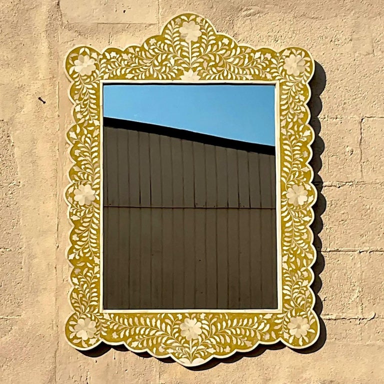 Vintage Boho Inlay Mirror For Sale at 1stDibs