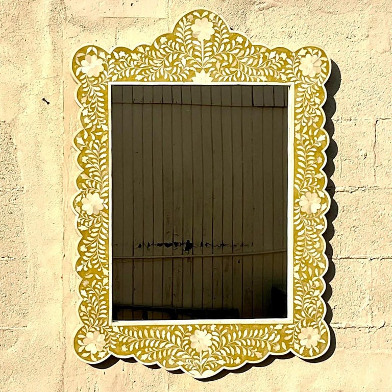 Vintage Boho Inlay Mirror For Sale at 1stDibs