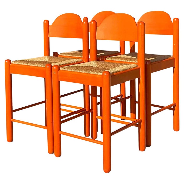Vintage Boho Italian Barstools, Set of Four For Sale at 1stDibs