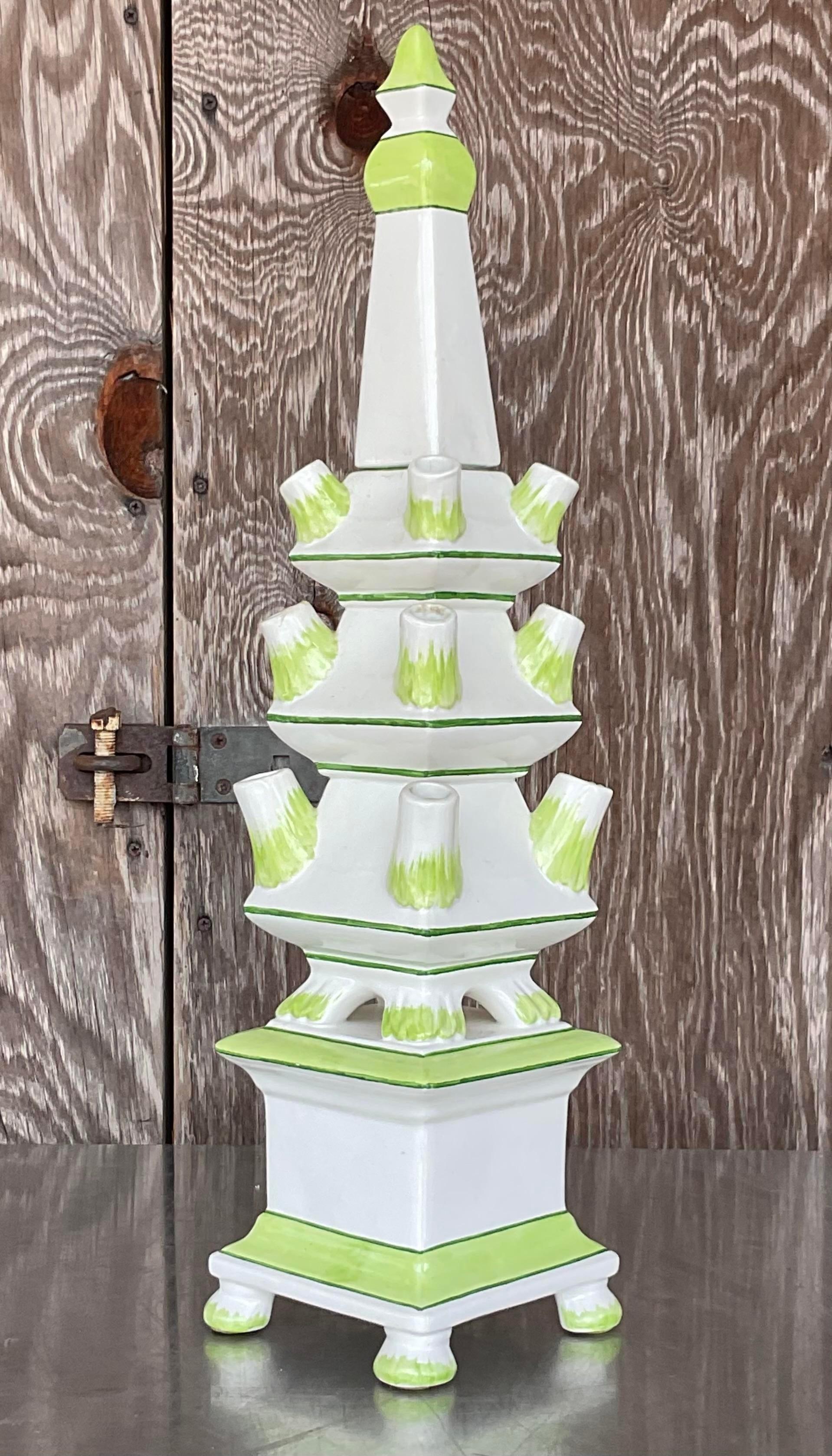 Vintage Boho Italian Glazed Ceramic Tulipiere at 1stDibs | tulipiere tower