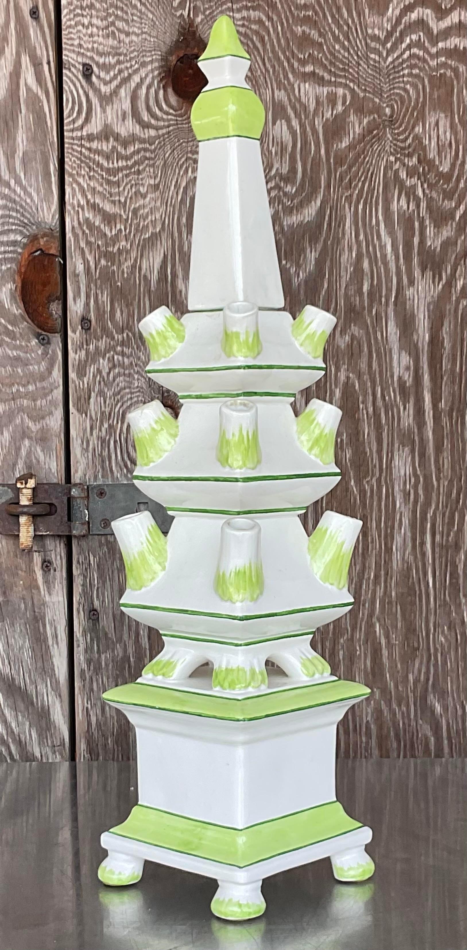 Vintage Boho Italian Glazed Ceramic Tulipiere at 1stDibs | tulipiere tower