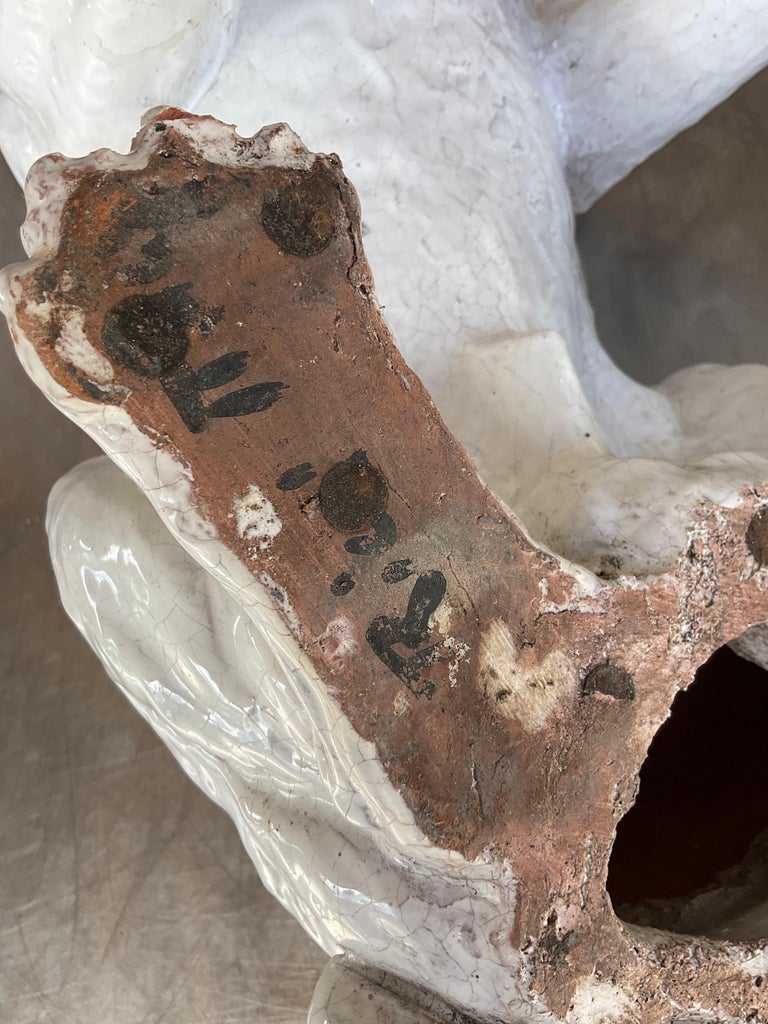 Vintage Boho Italian Glazed Terracotta Bulldog For Sale at 1stDibs