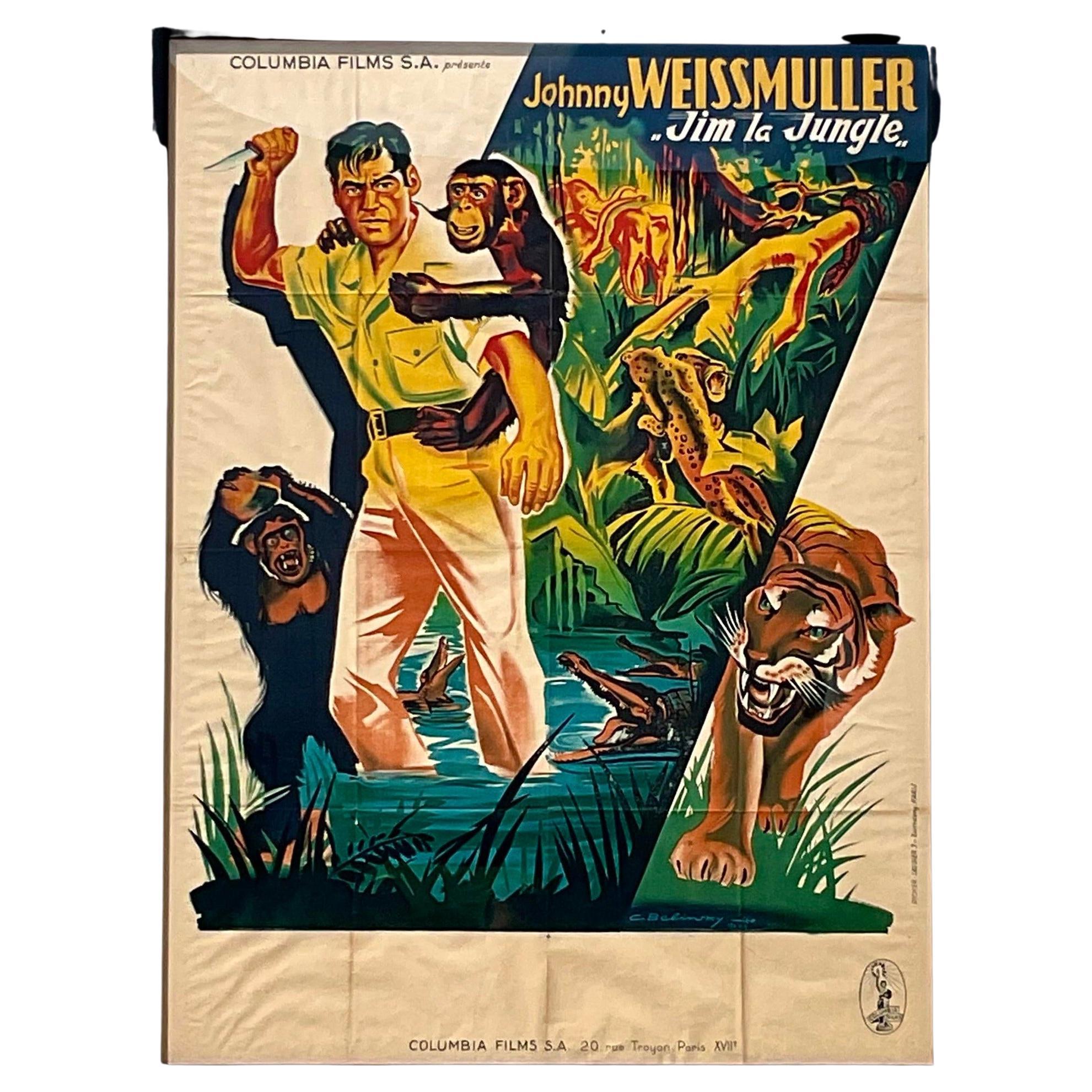 Vintage Boho “Jim La Jungle” French Movie Poster For Sale at 1stDibs