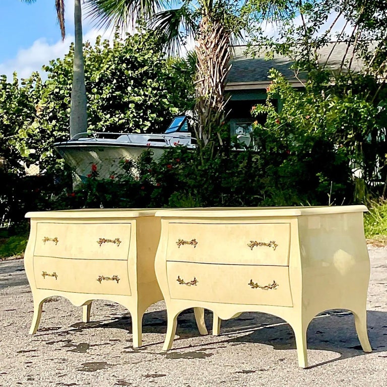 Vintage Boho Jimeco Tessellated Bombe Chests, a Pair For Sale at 1stDibs