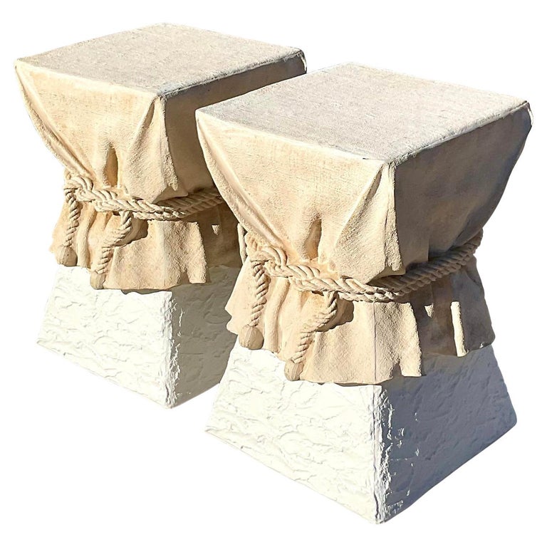 Vintage Boho John Dickinson Draped Plaster Side Tables, a Pair at 1stDibs