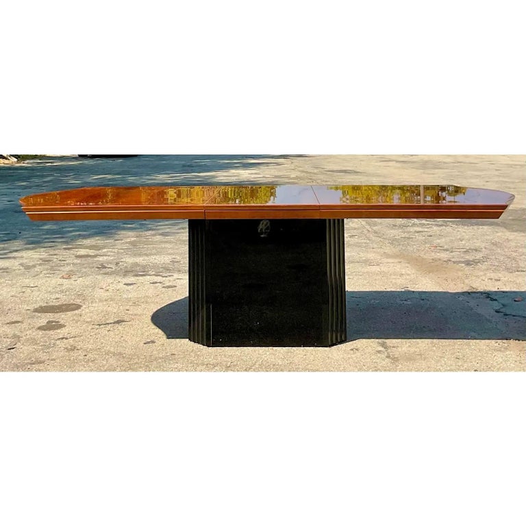 Vintage Boho Lacquered Burl Wood Dining Table For Sale at 1stDibs