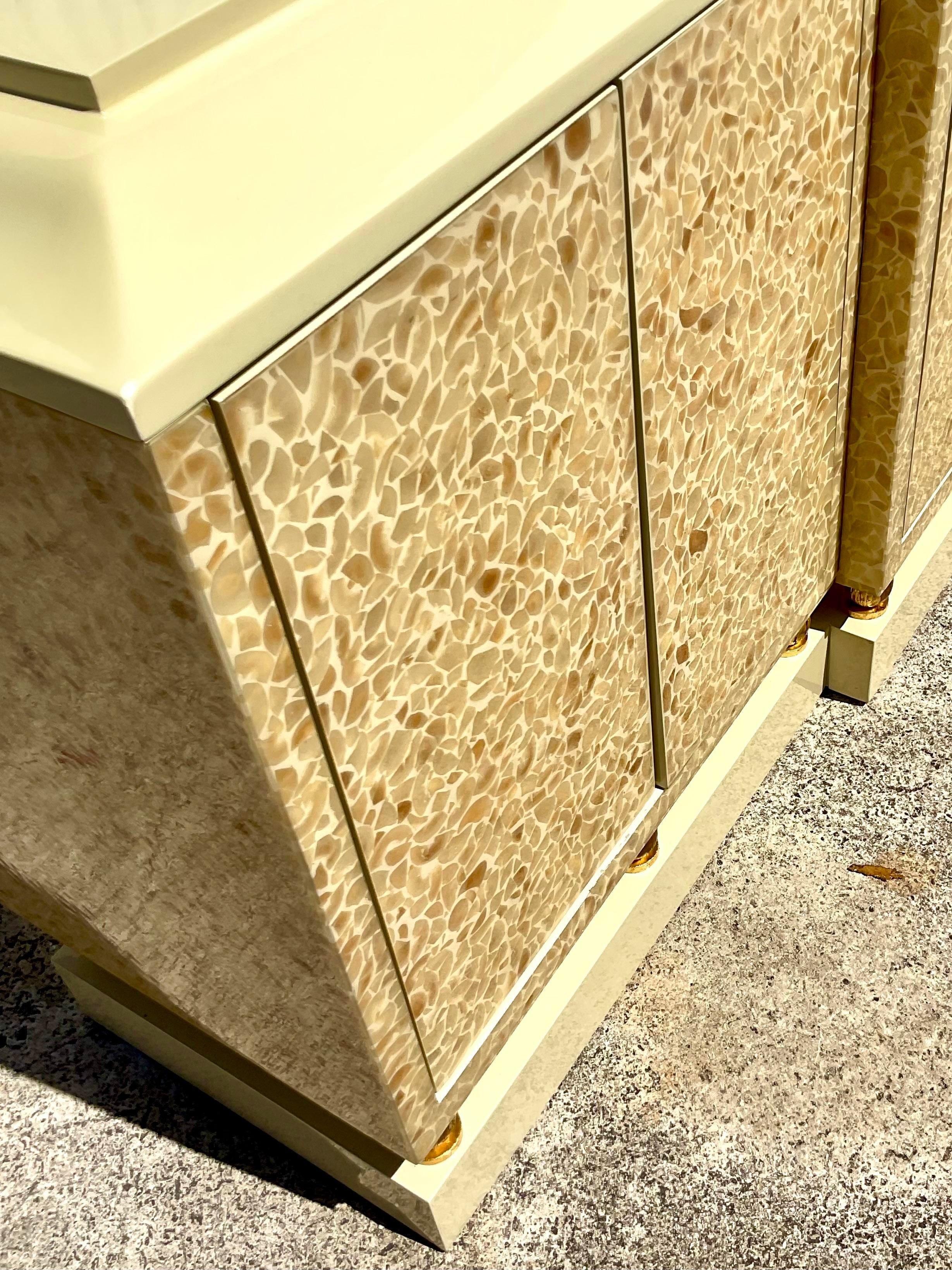 Vintage Boho Lacquered Enrique Garcel Inlaid Credenza For Sale at 1stDibs