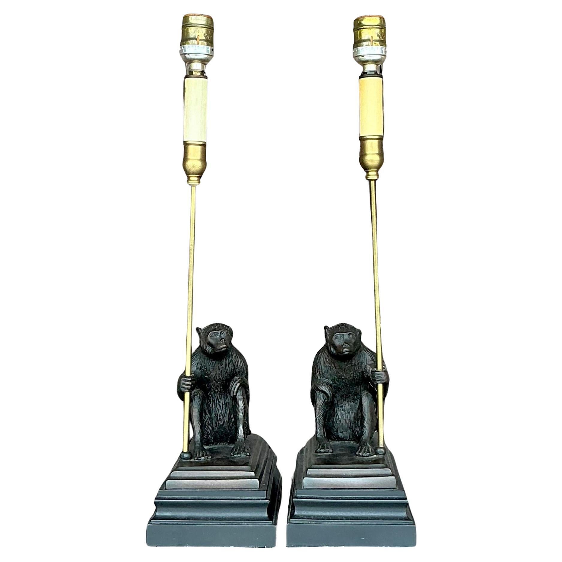 Vintage Boho Blown Glass Lamps - a Pair For Sale at 1stDibs