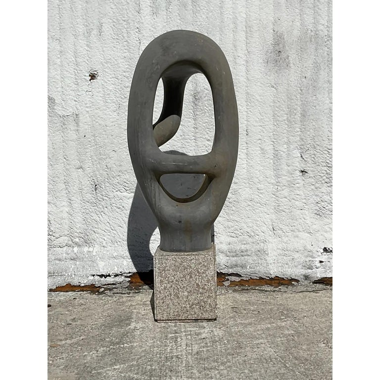 Vintage Boho Monumental Carved Stone Sculpture at 1stDibs