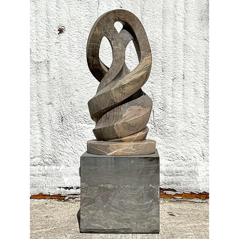Vintage Boho Monumental Intertwined Hand Carved Marble Abstract ...