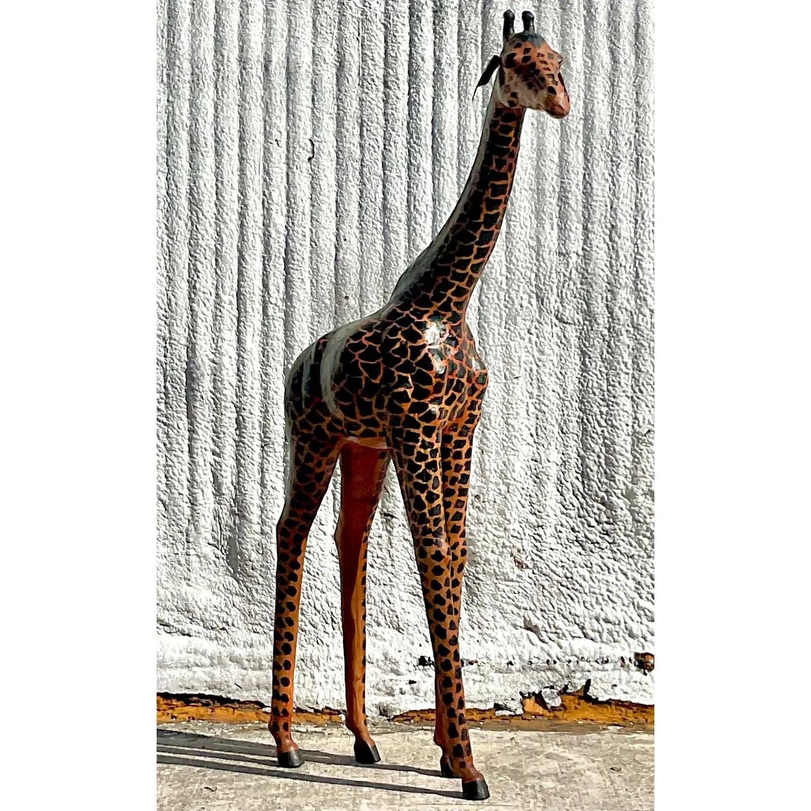Vintage Boho Monumental Leather Giraffe at 1stDibs