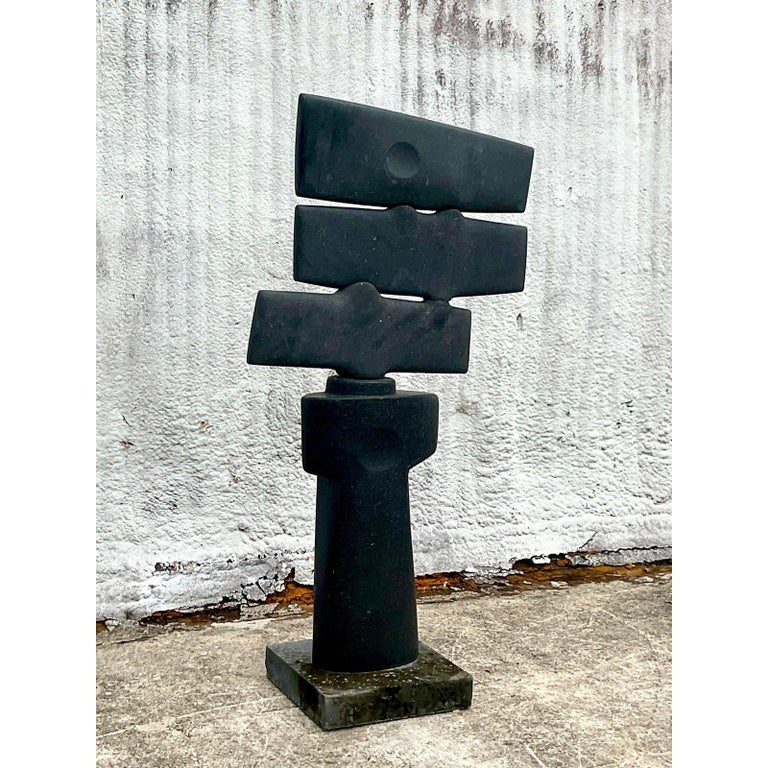 Vintage Boho Monumental Stone Abstract Sculpture For Sale at 1stDibs
