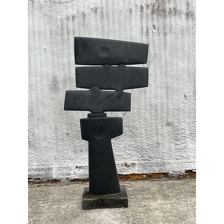Vintage Boho Monumental Stone Abstract Sculpture For Sale at 1stDibs