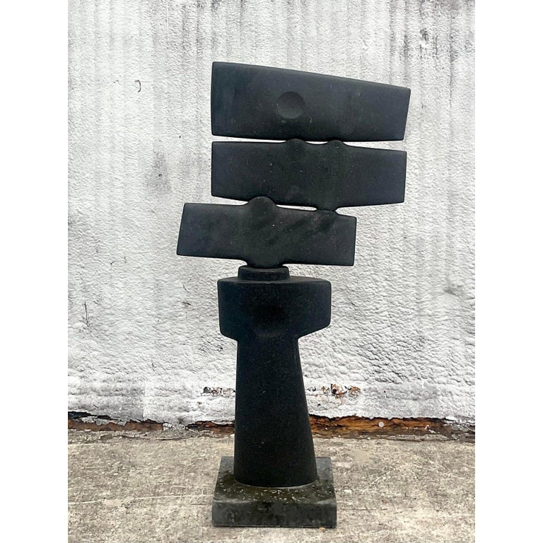 Vintage Boho Monumental Stone Abstract Sculpture For Sale at 1stDibs