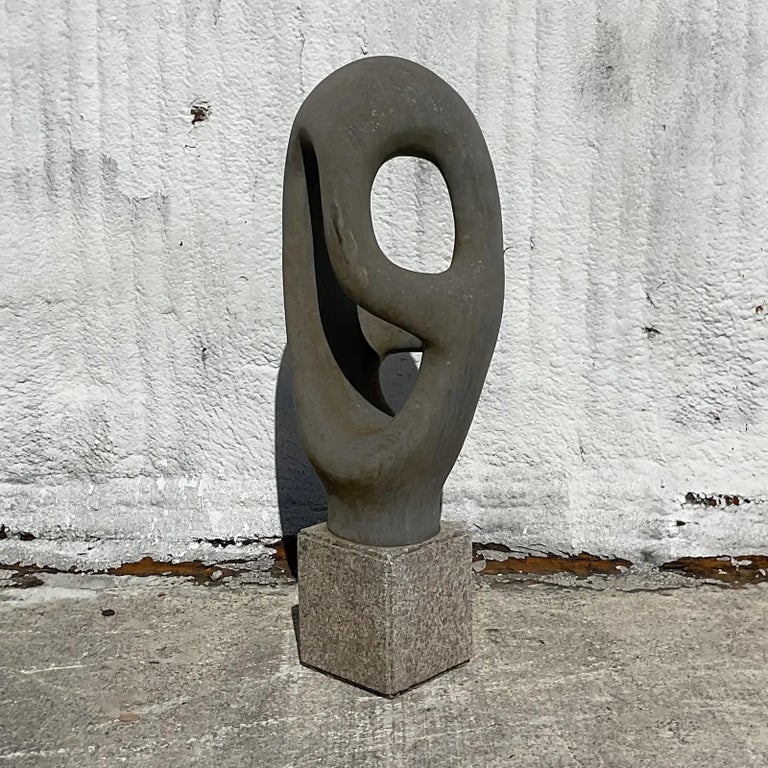 Vintage Boho Monumental Stone Sculpture For Sale at 1stDibs