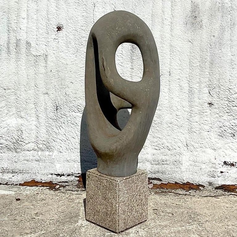 Vintage Boho Monumental Stone Sculpture For Sale at 1stDibs
