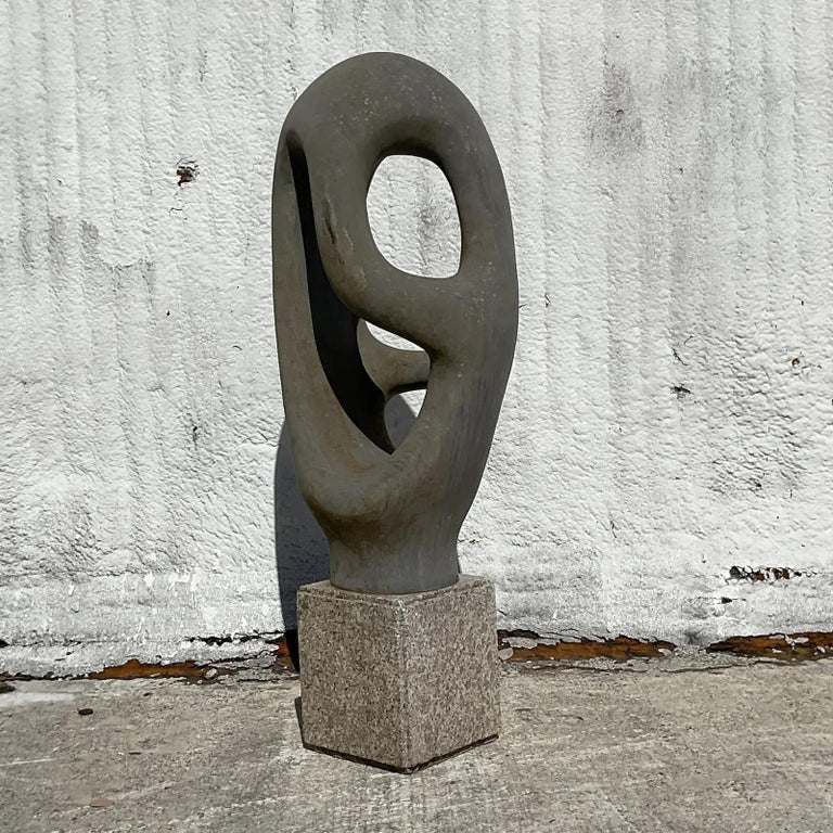 Vintage Boho Monumental Stone Sculpture For Sale at 1stDibs