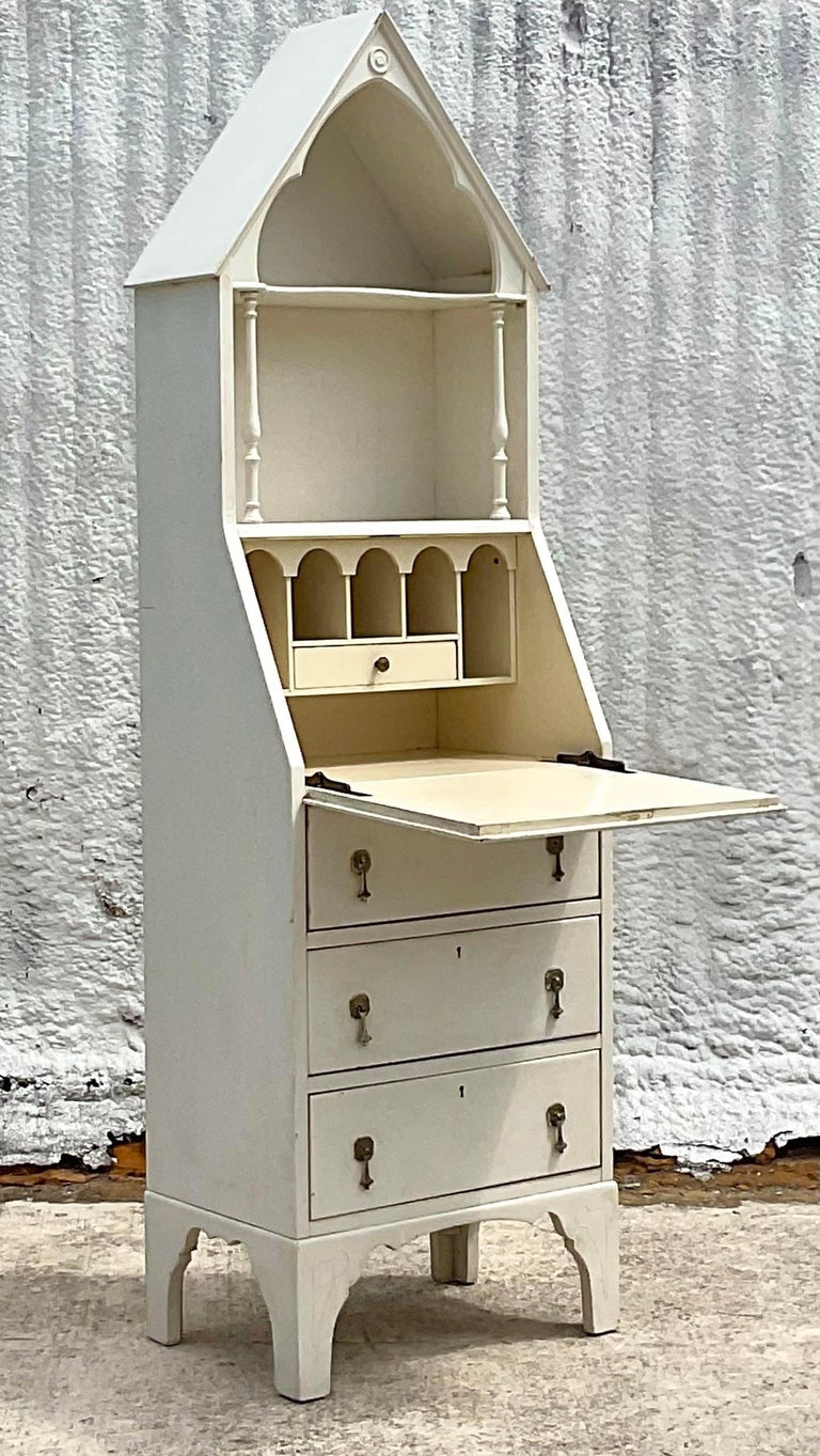 Vintage Boho Moorish Petite Secretary Desk For Sale at 1stDibs
