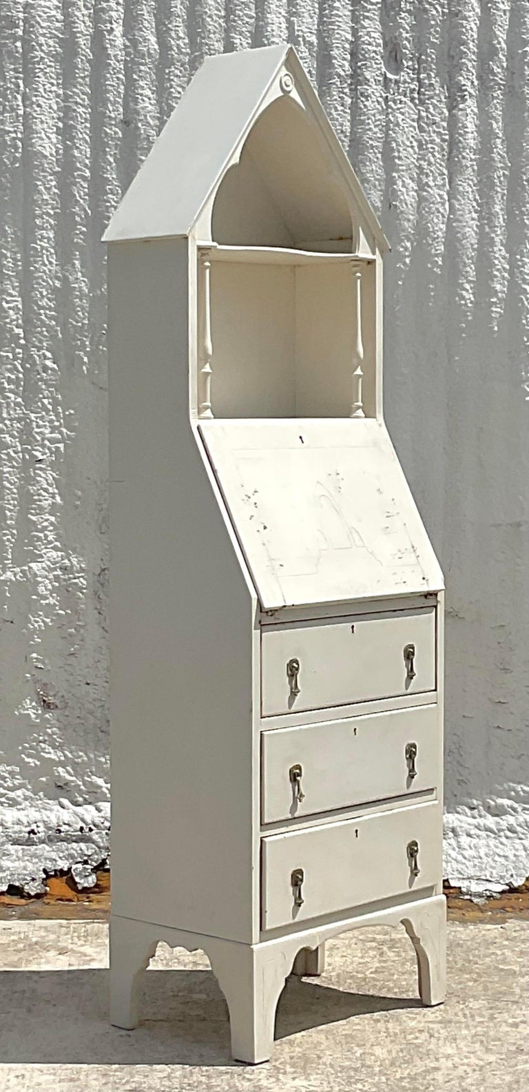 Vintage Boho Moorish Petite Secretary Desk For Sale at 1stDibs