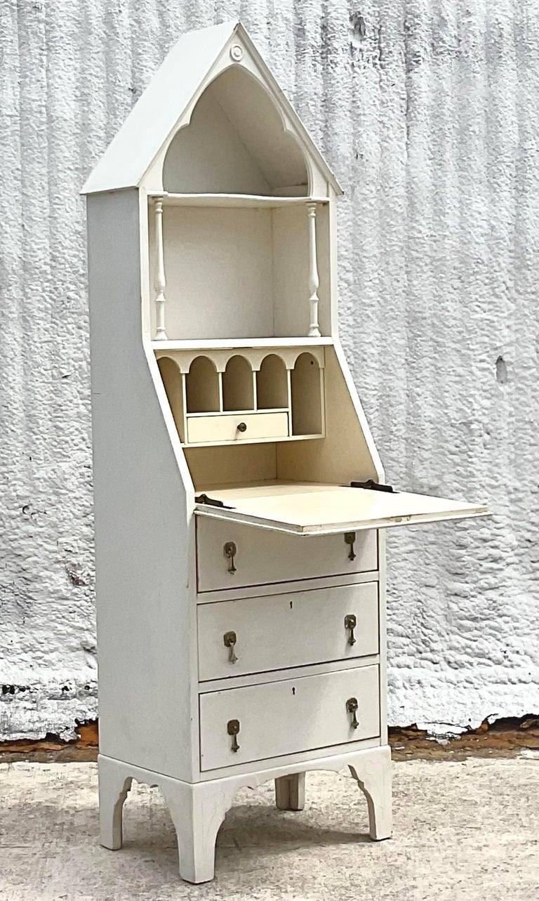 Vintage Boho Moorish Petite Secretary Desk For Sale at 1stDibs