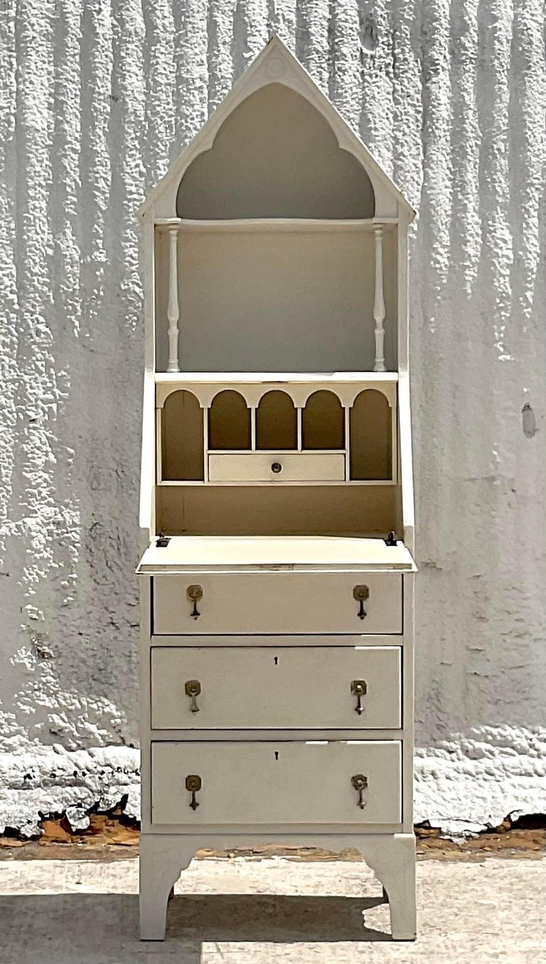 Vintage Boho Moorish Petite Secretary Desk For Sale at 1stDibs