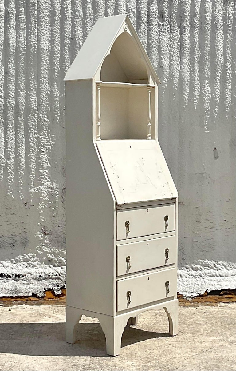 Vintage Boho Moorish Petite Secretary Desk For Sale at 1stDibs