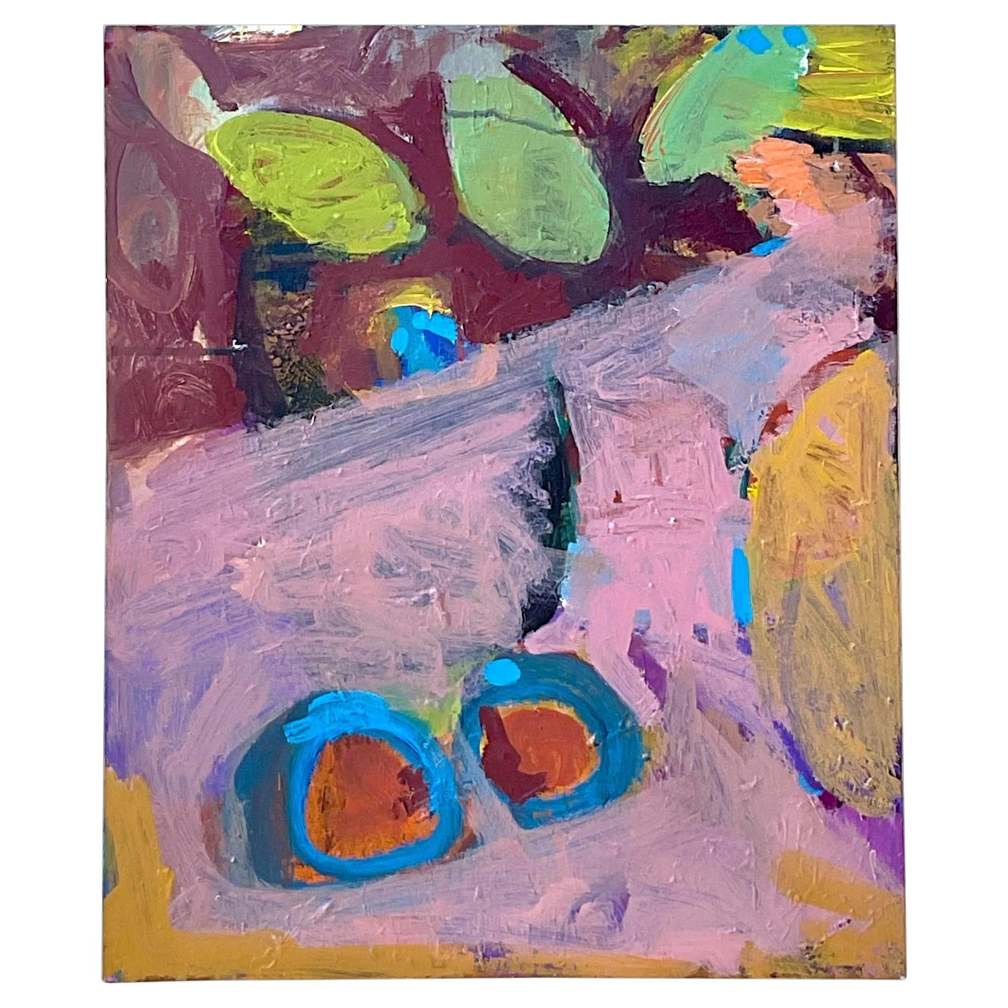 Original Abstract Angular Shapes Oil Painting on Canvas For Sale at 1stDibs