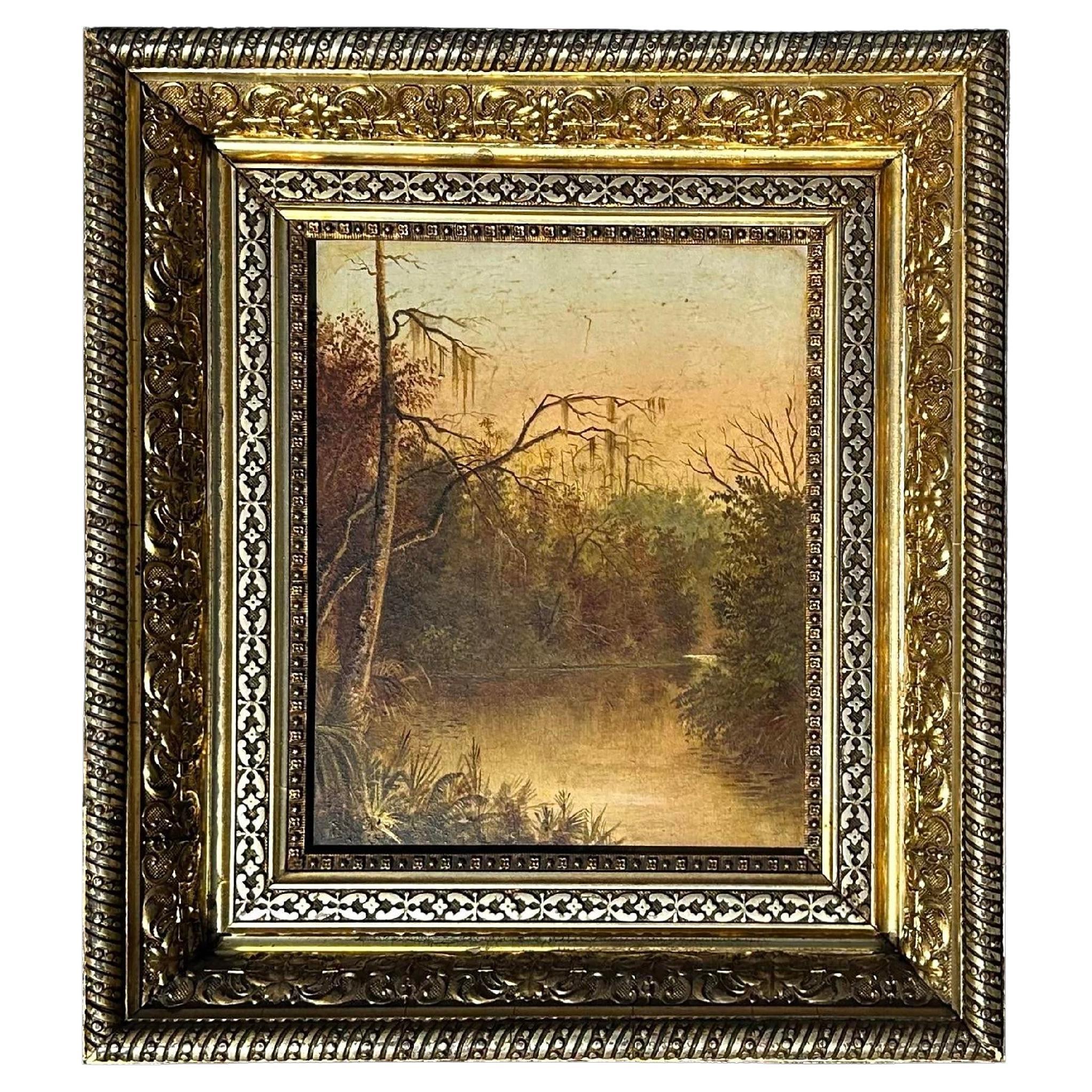 Antique Original Landscape Oil on Canvas For Sale at 1stDibs