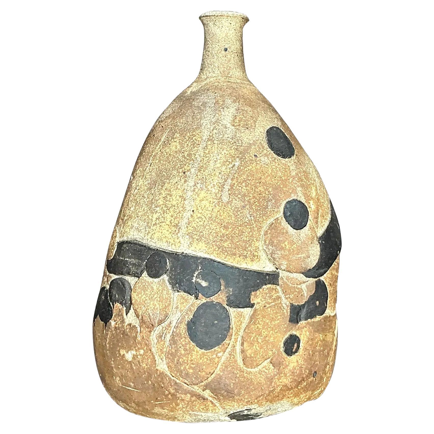 Vintage Boho Original Studio Pottery Vase For Sale at 1stDibs