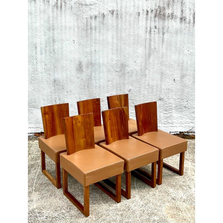 Vintage Boho Paddle Back Dining Chairs, Set of 6 For Sale at 1stDibs