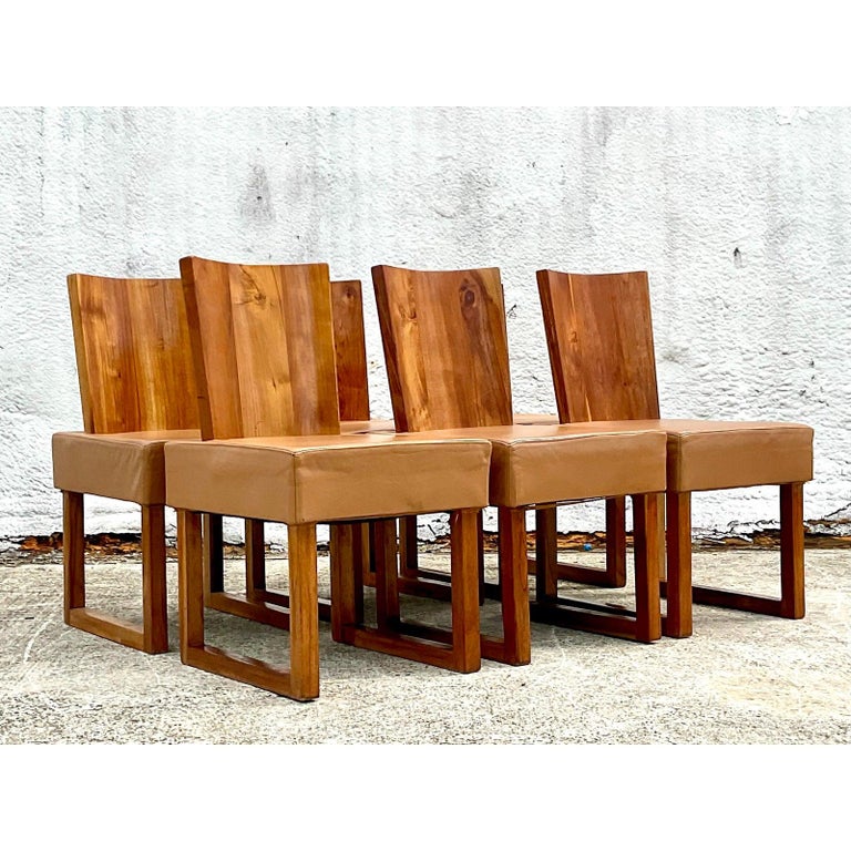 Vintage Boho Paddle Back Dining Chairs, Set of 6 For Sale at 1stDibs