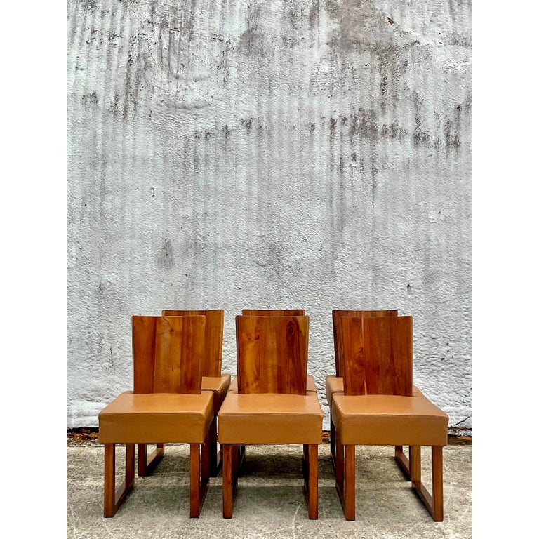 Vintage Boho Paddle Back Dining Chairs, Set of 6 For Sale at 1stDibs